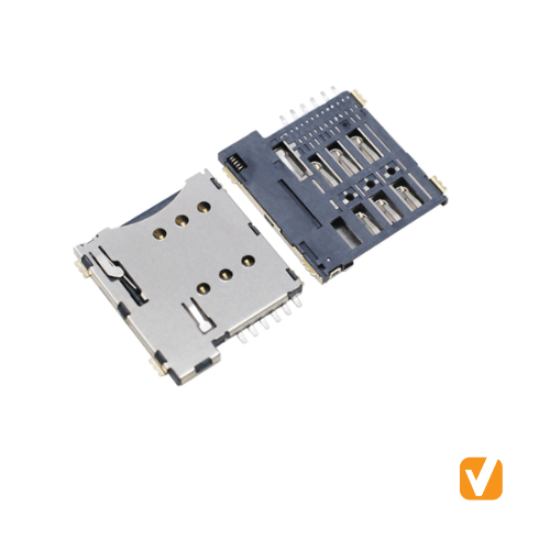 Micro SIM CARD, H=1.35, LCP Black, Terminal C5191 Stainless Steel Shield
